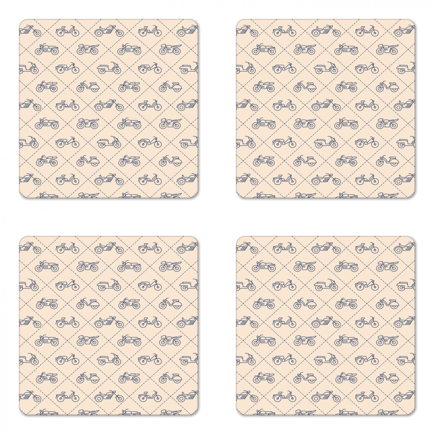 Adventure Coaster Set of 4, Geometric Style Outline Drawings of ...