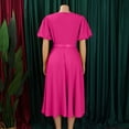 Aeguzox summer Dresses for Women Round Neck Puff Sleeve Belted Flared ...