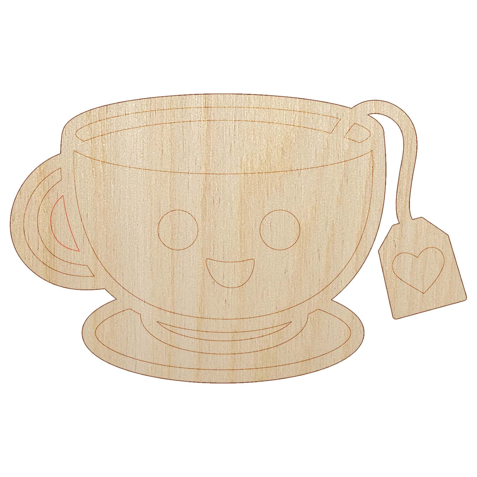 Kawaii Cute Cup of Tea Wood Shape Unfinished Piece Cutout Craft DIY ...