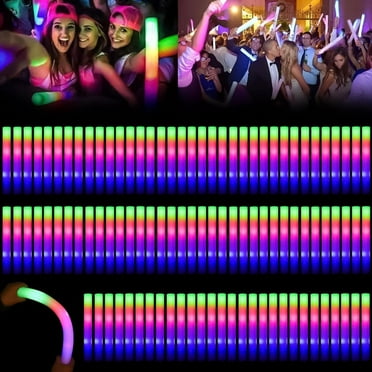 Partyglowz Bright LED Light up 16 inch Multicolor Foam Stick Batons ...
