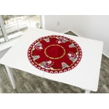 Santa Claus and Christmas Trees on Red Round Table Topper (34" Round ...