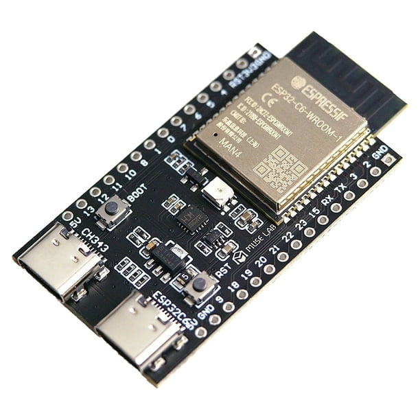 ESP32-C6 + IoT Placa desarrollo dual tipo C placa central ESP32-C6-WROOM-1 | Walmart en línea