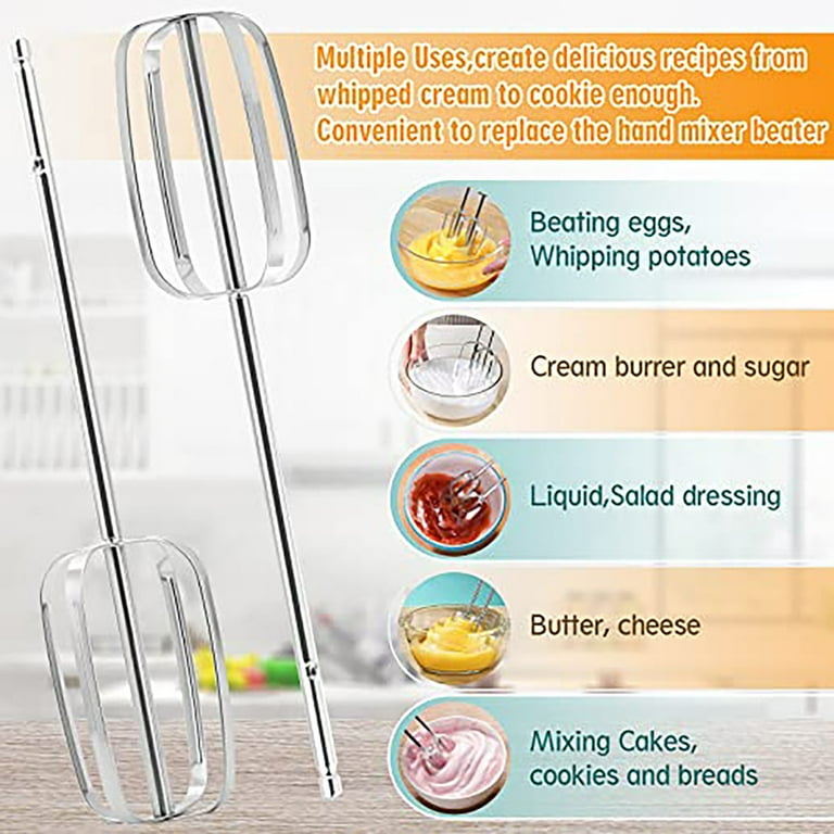 Uanit Versatile Handheld Mixer Attachments Egg Beater Beater Whisk Replacement Parts for Hand Mixers Easy to Install and Clean 2x Mixer Accessories