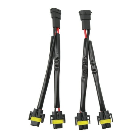2 Pcs H11 H8 H9 Extension Wiring Harness Male to Female 2 Way Headlight ...