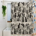 Abstract Cat Vintage Shower Curtains for Bathroom, Geometric Wave Dot ...