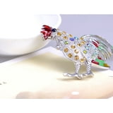 Textured Silver Tone Crystal Rhinestone Multicolor Enamel Hen Chicken ...