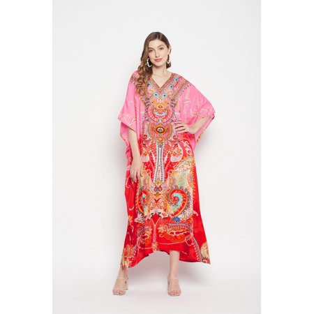 Oussum Women's Plus Size Kaftans Dresses Polyester Printed Long Caftan ...