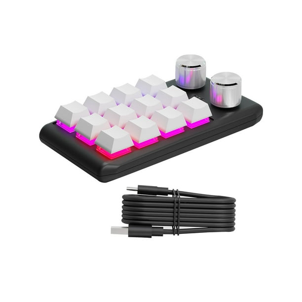 Keyboard DIY Custom Shortcuts Program Keys RGB USB with 2 Knob 12 Keys for Games White - Walmart.ca