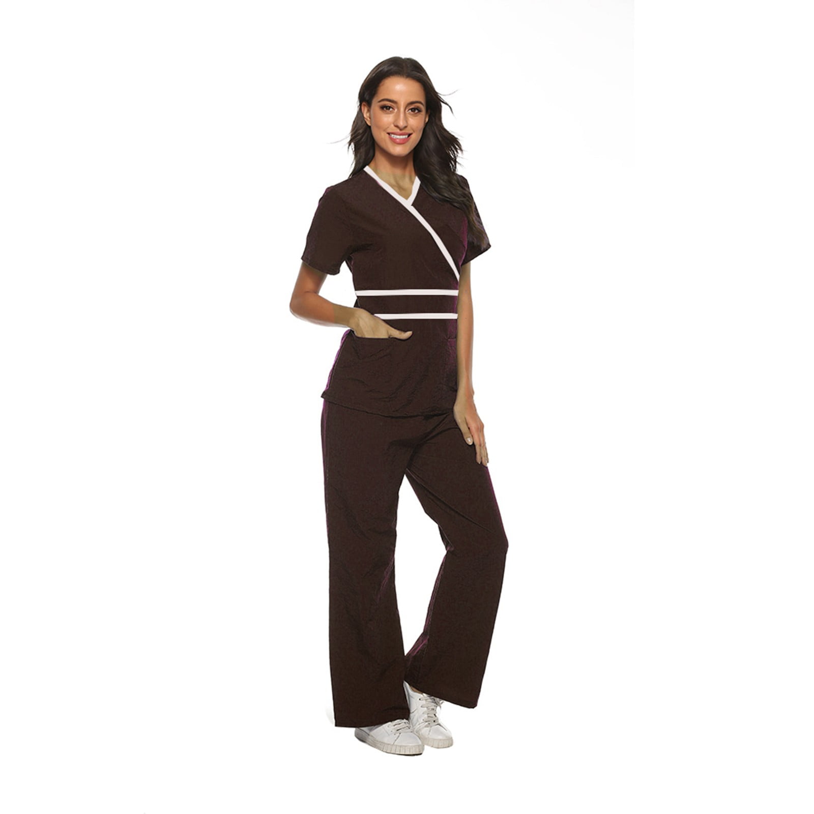 Click here for Smihono Women Short Sleeve V-Neck Tops+Pants Nursi... prices