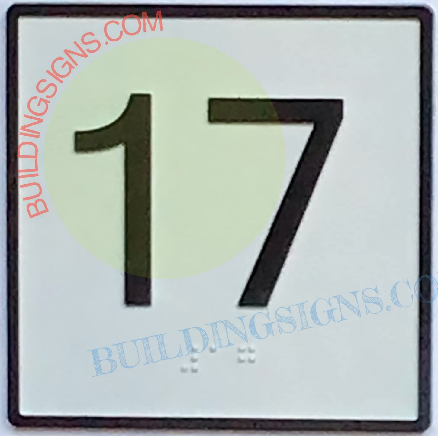 Elevator Floor Number 17 Sign- Elevator JAMB Plate Floor 17 Sign (White ...