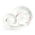 Free Shipping! Corelle White and Red Round 12-Piece Dinnerware Set with ...