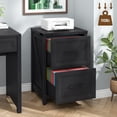 Black 2-Drawer Vertical File Cabinet Wood Farmhouse Style Printer Stand ...