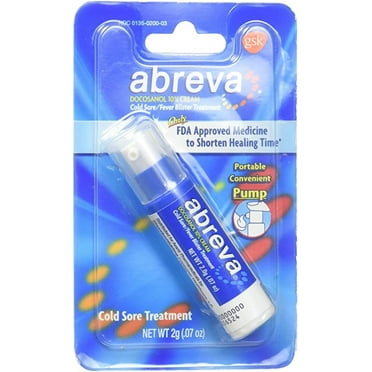 Abreva Rapid Pain Relief Cold Sore/Fever Blister Treatment Cream Pump ...