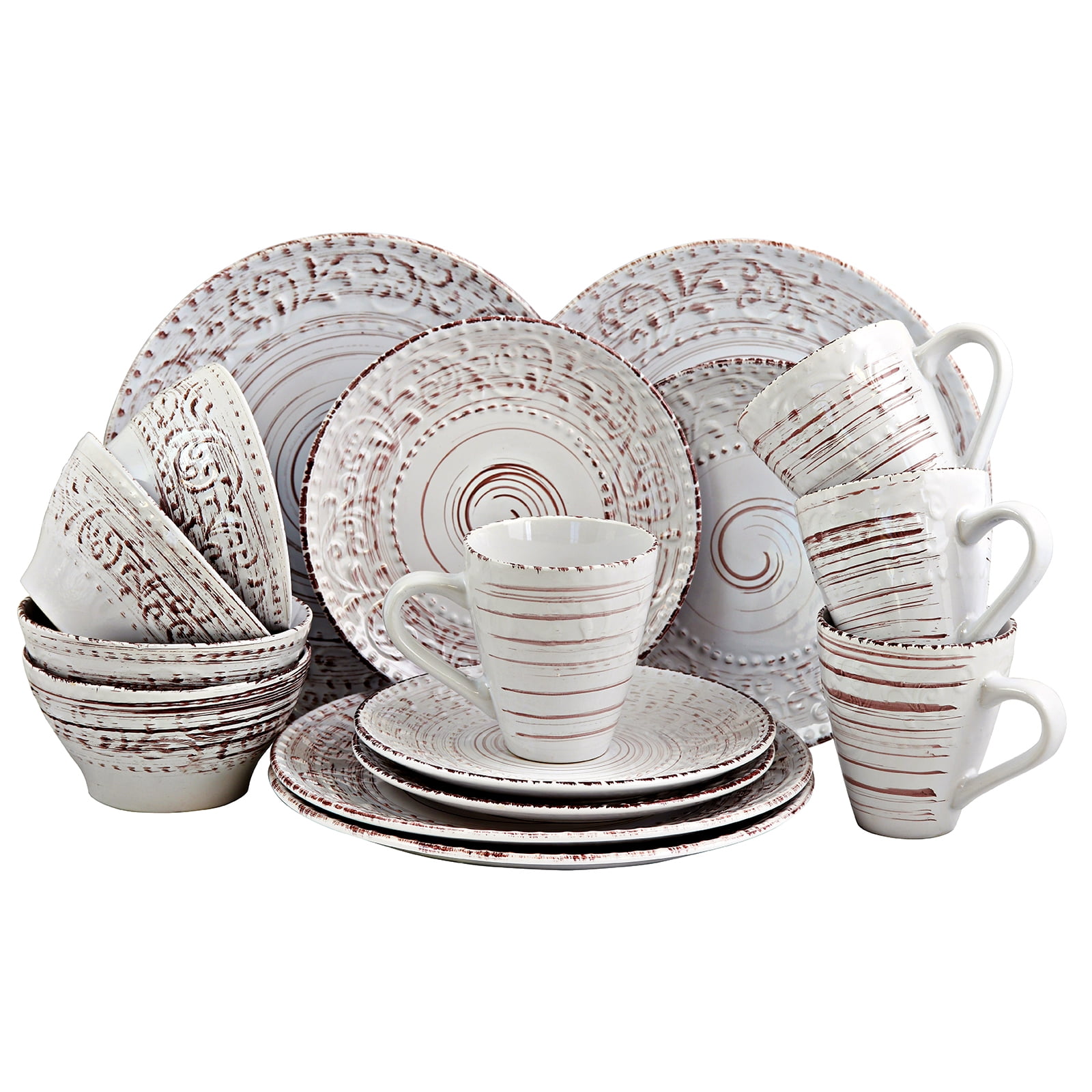 Elama Ocean Breeze 16-Piece Dinnerware Set, Cream - Walmart.com