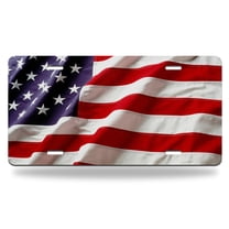 Yehwow Amercan Flag Wind Waving Metal Car Plate Aluminum License Plate ...