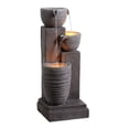 Teamson Home Horizontal Ribbed Pattern Outdoor Water Fountain–Warm Glow ...