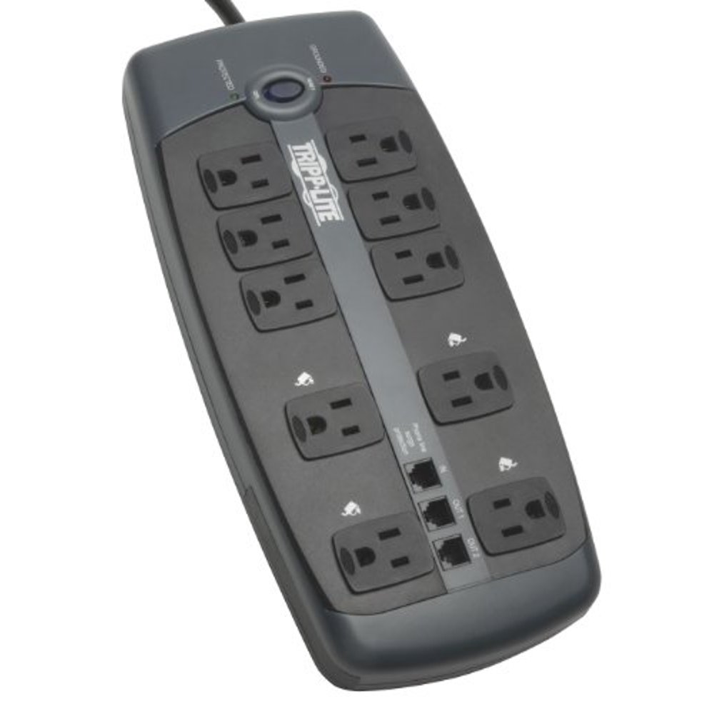 Tripp Lite 10 Outlet Surge Protector Power Strip, 8ft cord, tel/dsl ...