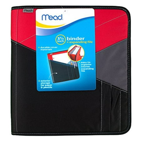 Mead Zipper Binder with Expanding File, 3 Ring Binder, 1-1/2", Color ...