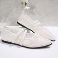 Women’s Lace Double Strap Pointed Toe Mary Jane Flats, Breathable See ...