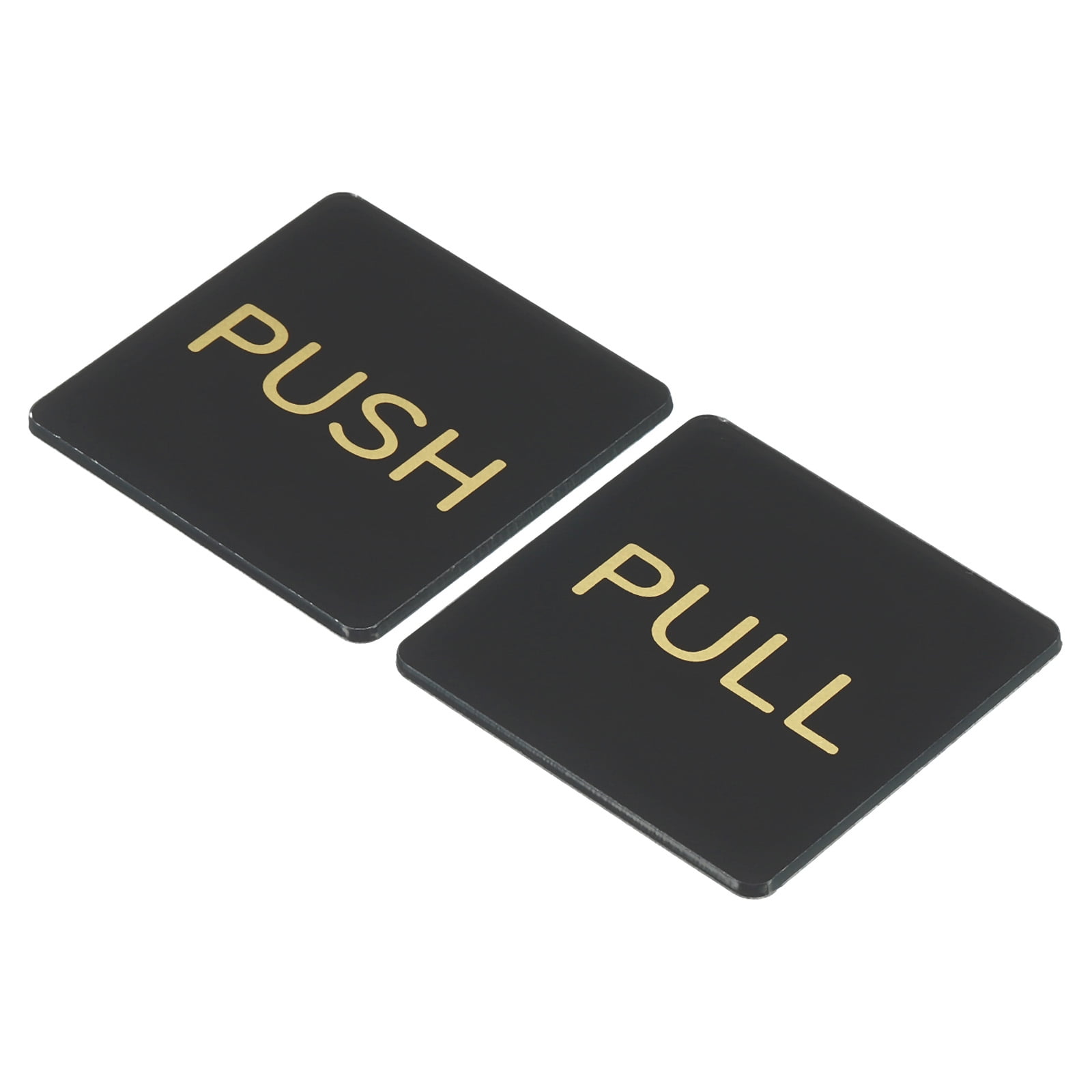 Uxcell Push Pull Door Sign Acrylic Self Adhesive Square Sticker Black ...