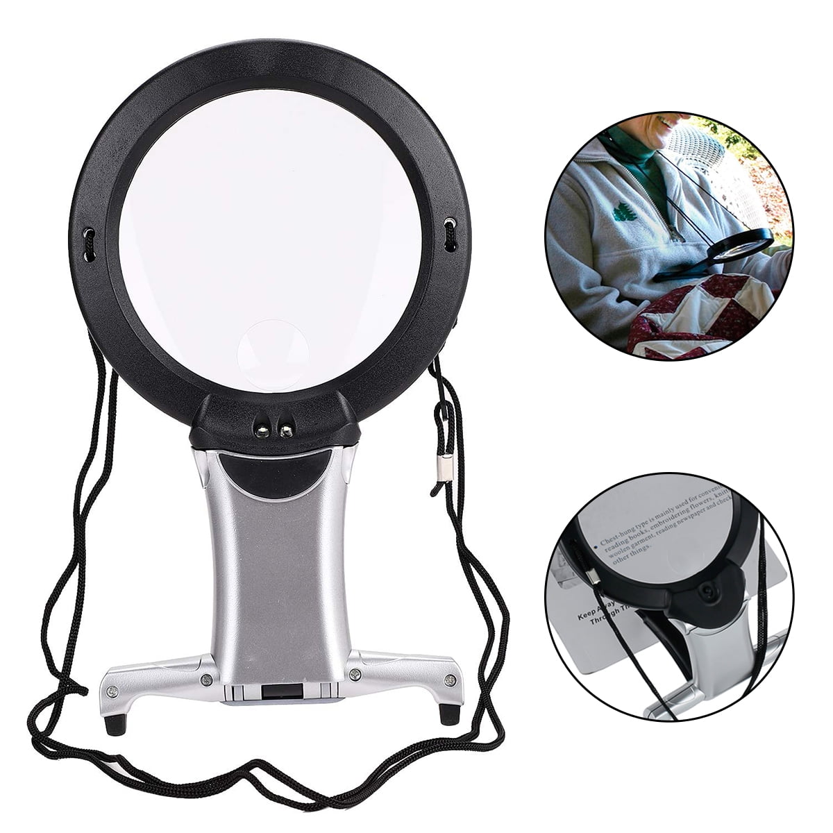Magnifying Glass with Light 6X Large 2LED Lamp Giant Magnifier Glass ...