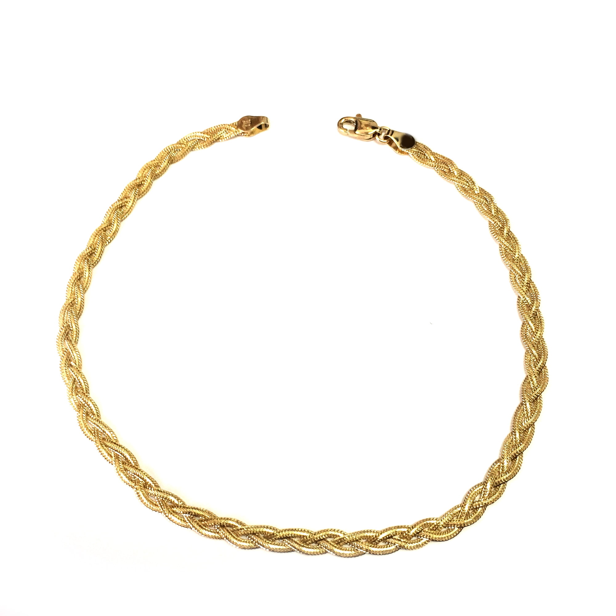 14K Yellow Gold Diamond Cut Braided Fox Chain Anklet, 10" - Walmart.com