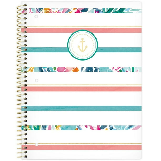 Spiral Notebook 1 Subject College Ruled Sail Away Stripe Mead