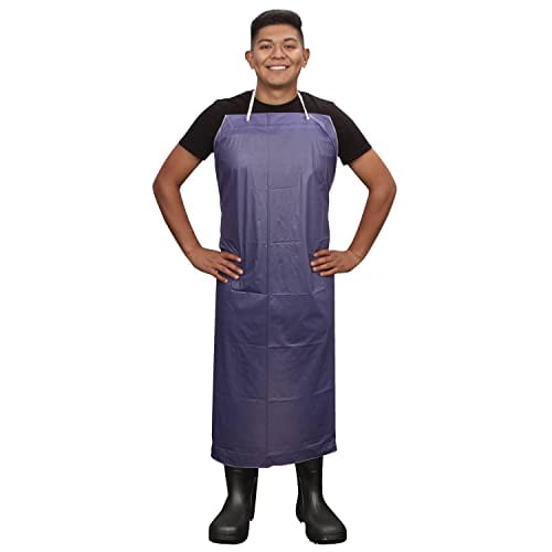 Cordova RA04B48 4 Mil Blue Vinyl Apron, Tie Strings & Sewn Edges, 36 ...