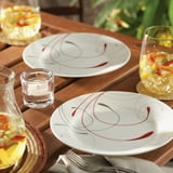 Free Shipping! Corelle White and Red Round 12-Piece Dinnerware Set with ...