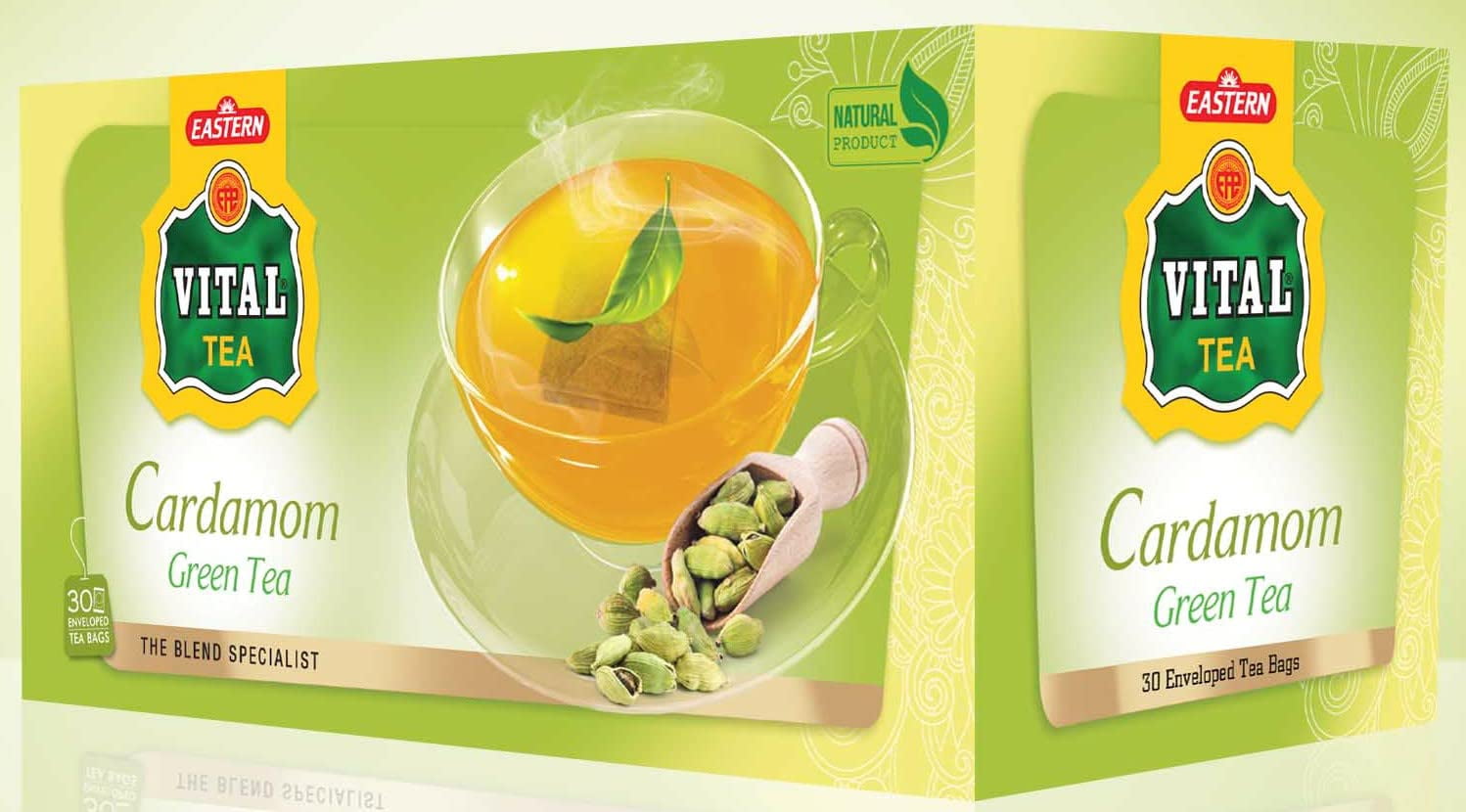 Vital Green Tea Cardamom, 30 Tea Bags- Freshly Packed, Original And ...