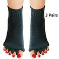3 Pairs Yoga Sport Gym Five Toe Separator Socks Foot Alignment Pain ...
