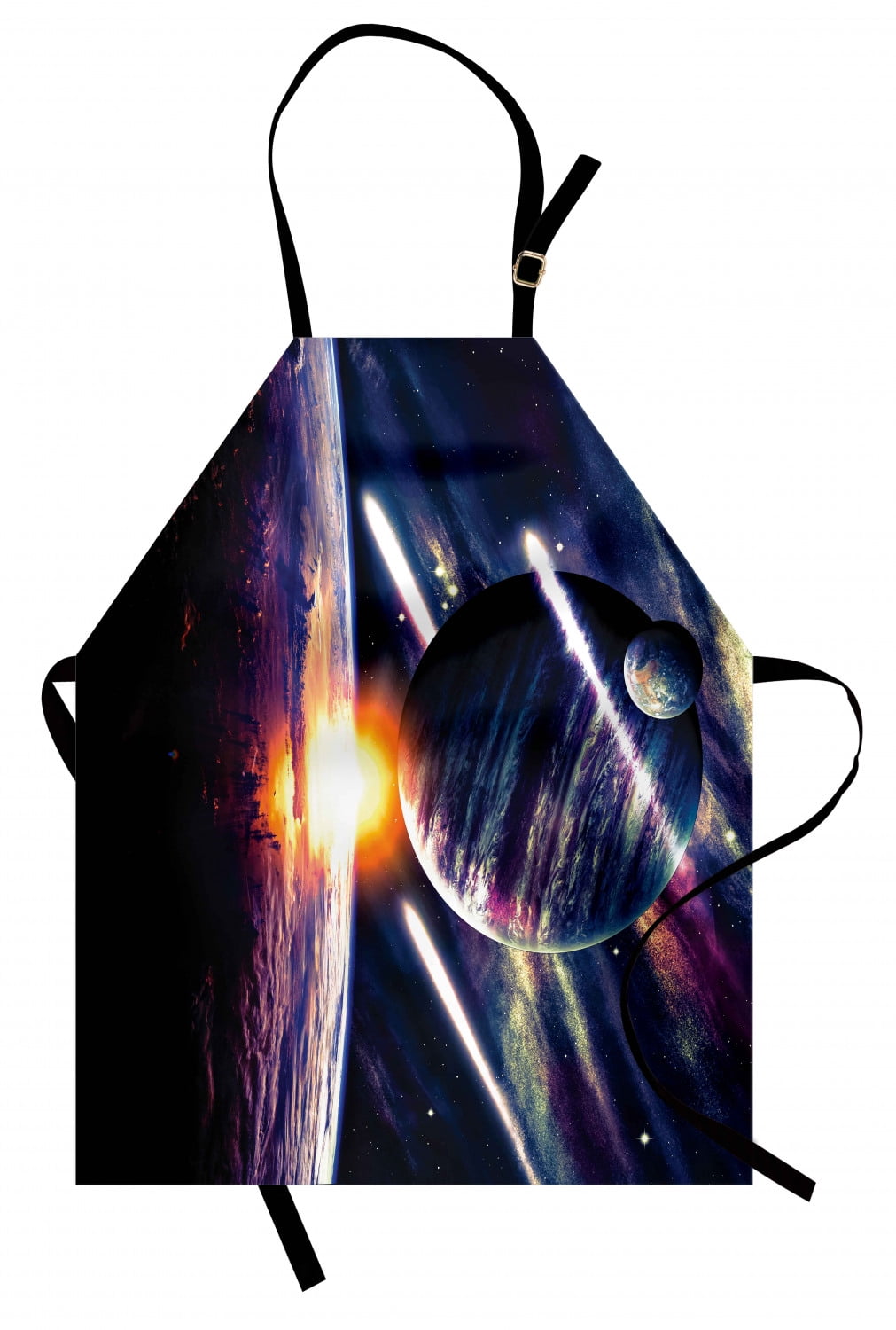 Galaxy Apron Moon Theme with Planet Earth and Sunlight in Outer Space ...