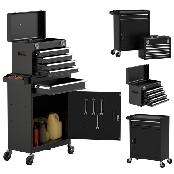 5 Drawer Mechanic Tool Chest with Wheels Heavy Duty Rolling Tool Box Cabinet Keyed Locking ...