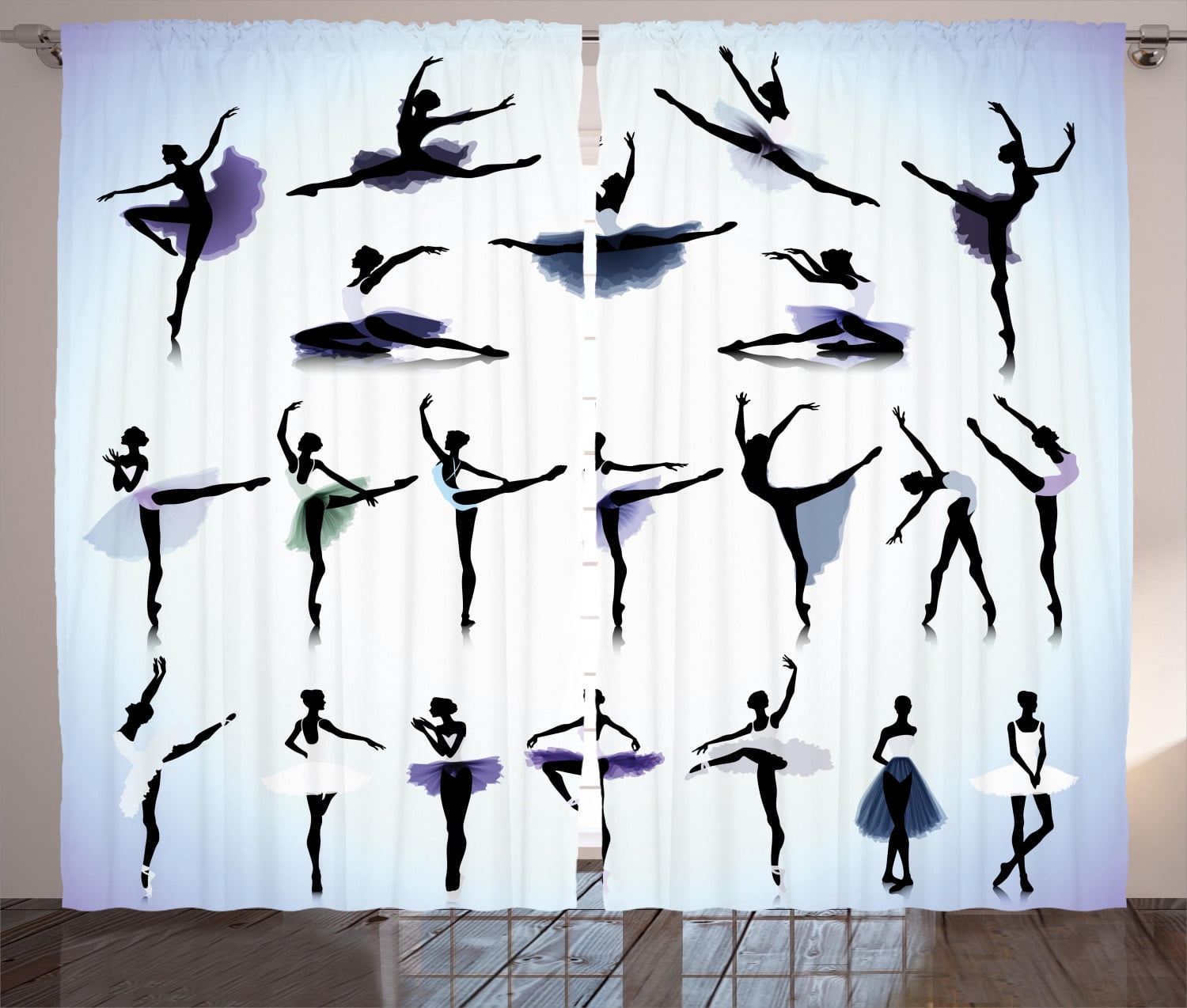 Apartment Decor Curtains 2 Panels Set, Female Ballet Dancers ...