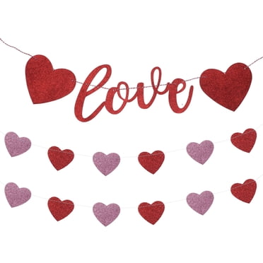 5pcs Heart Garland Paper Heart Shaped Hanging Banner Wedding Valentines ...
