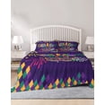 California King Size Carnival Sheet Sets Mask Feathers Firework Purple ...