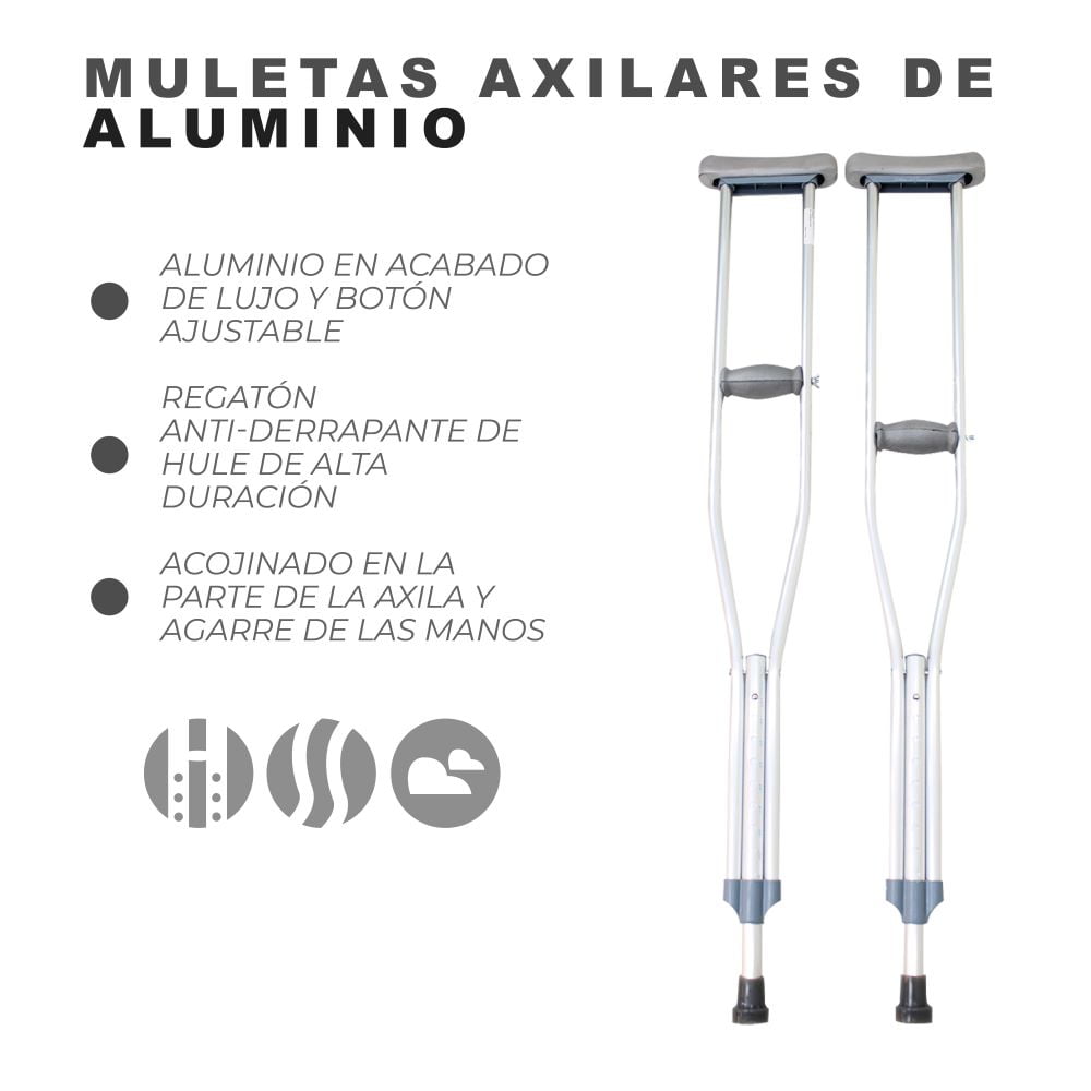 Muletas Axilares De Aluminio Ajustables Mediana Hermed MM-001 | Walmart ...