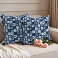 Blue Patchwork Outdoor Throw Pillow Covers Set of 2, Blue Floral ...