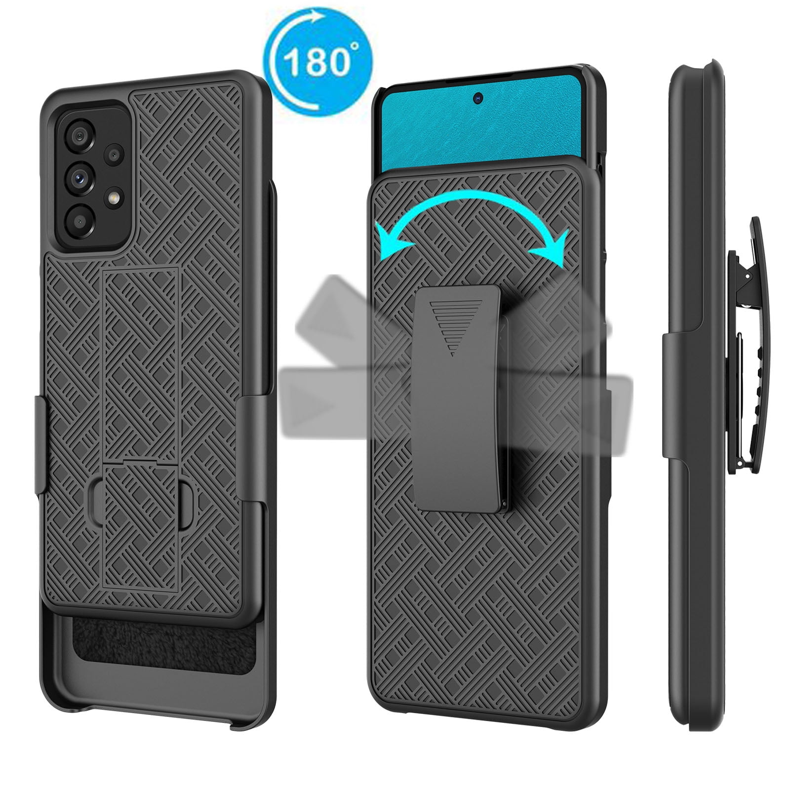 Njjex Combo Case & Holster for Samsung Galaxy A12 / A13 / A23 / A53 / A72 5G; Super Slim Shell ...