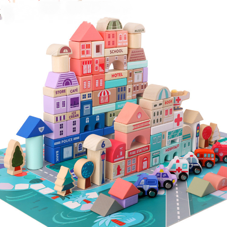 Preschool wooden building blocks store