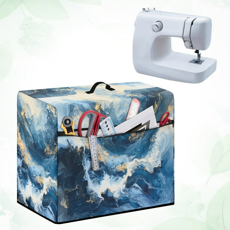 Sewing Machine Covers Seanative Blue Gold Marble Sewing Machine Cover ...