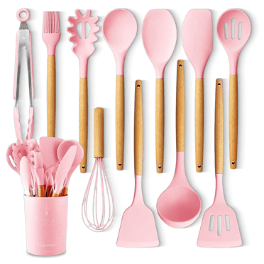 Puseky Premium 12-Piece Silicone Kitchen Utensils Set - Non-Stick, Heat ...