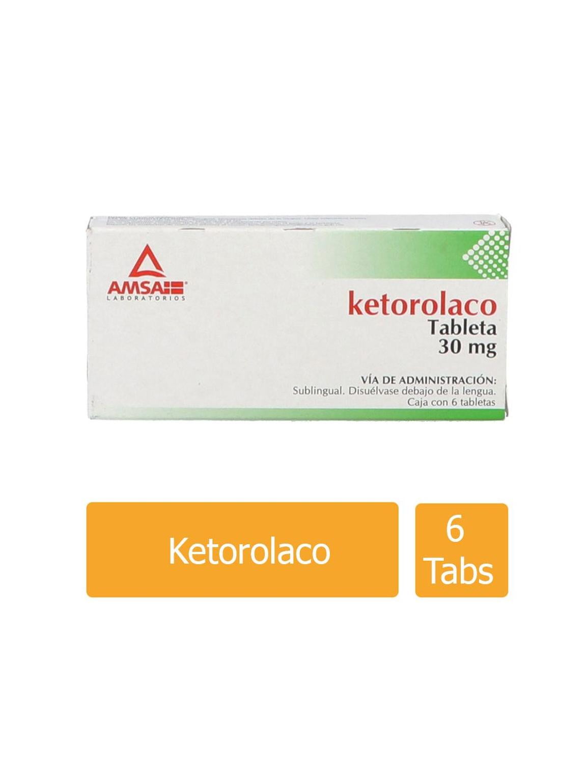 Ketorolaco Sublingual 30 mg Caja Con 6 Tabletas | Walmart en línea