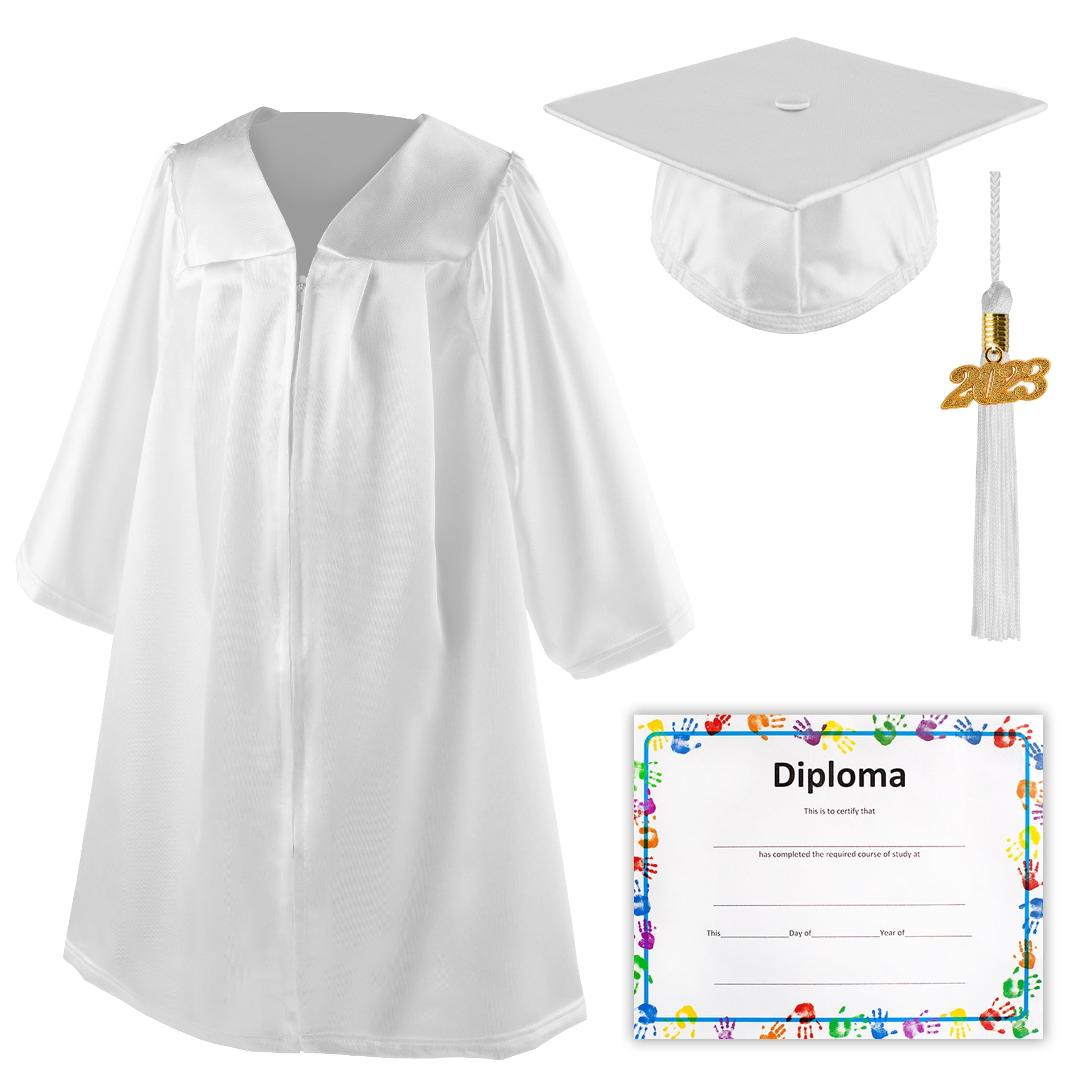 Graduation White Cap And Diploma