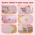 Kids Desk and Chair Set, Pink Wooden Study Desk for Kids with Drawers ...