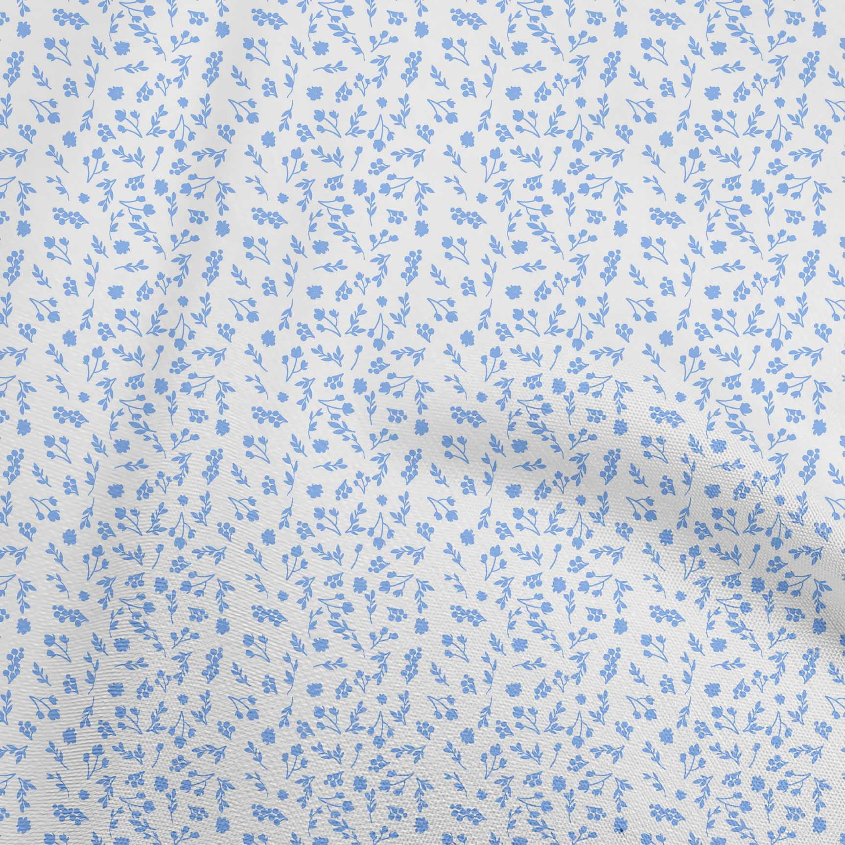oneOone Cotton Cambric Medium Blue Fabric Florals Craft Projects Decor ...