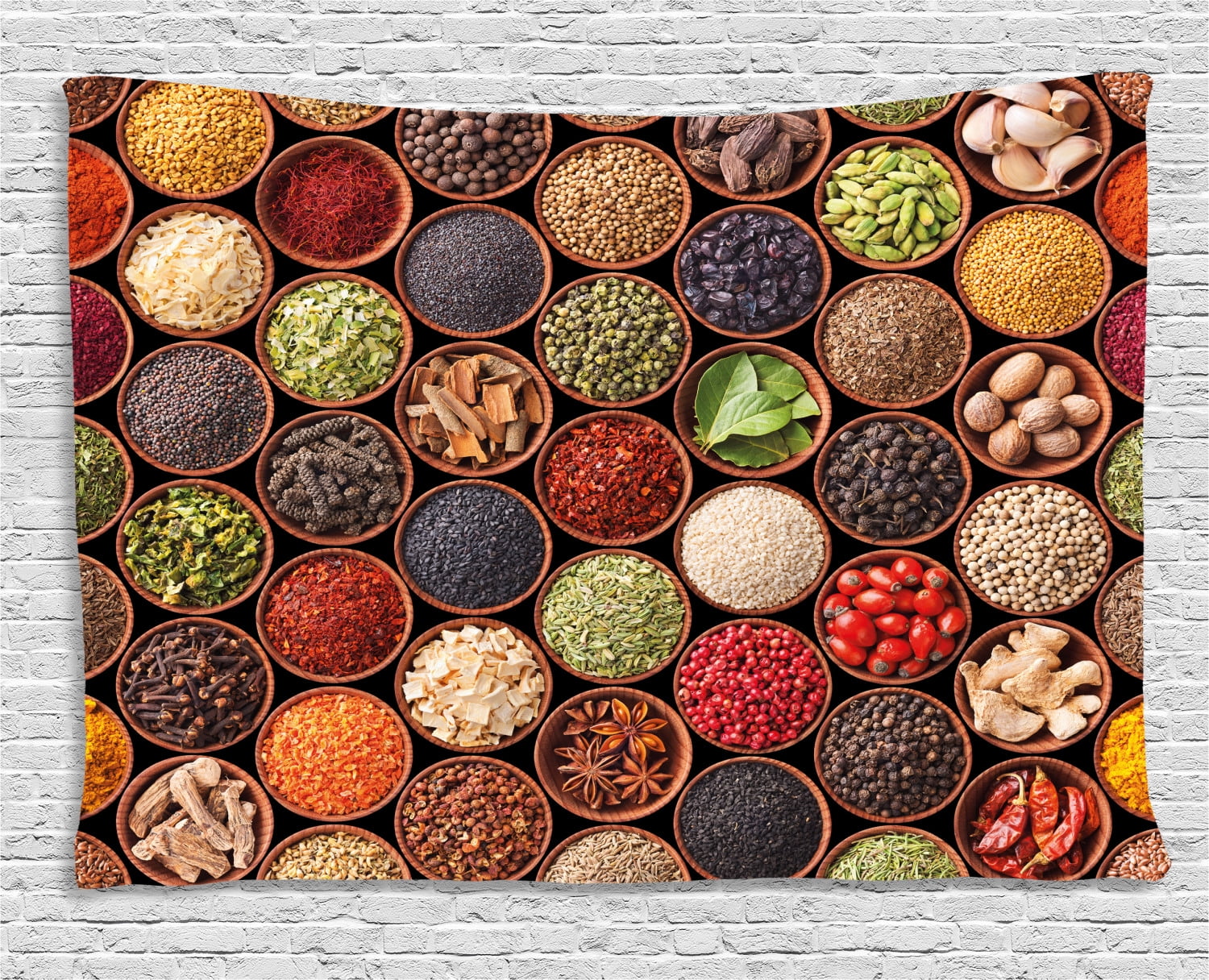 Kitchen Tapestry, Colorful Herbs and Spices Cardamom Pepper Chili ...