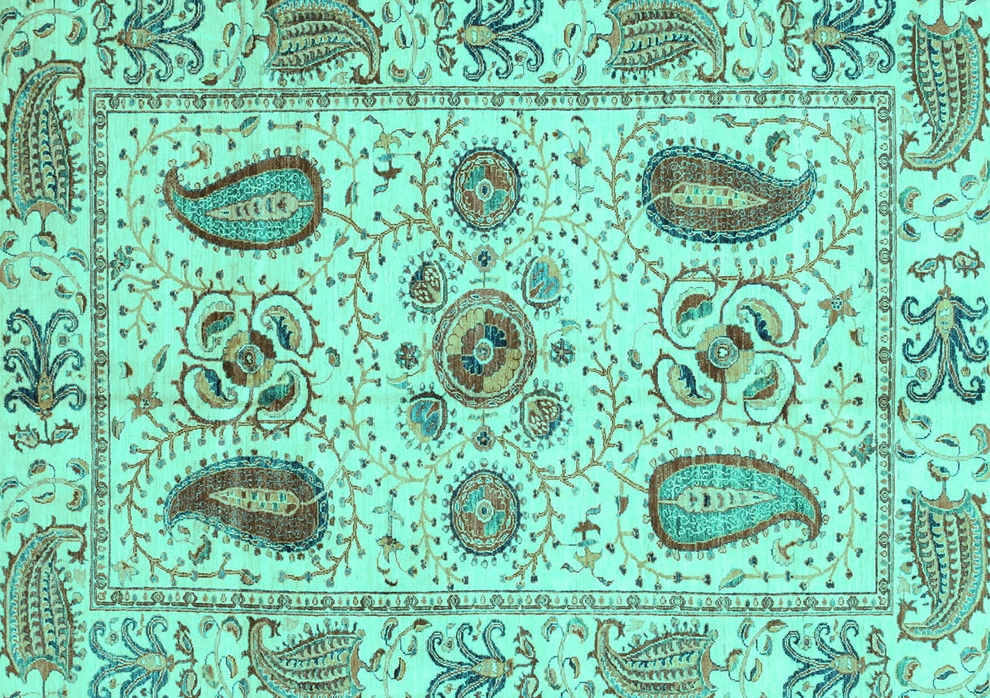 Ahgly Company Indoor Rectangle Abstract Turquoise Blue Modern Area Rugs ...