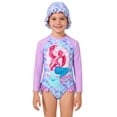 Little Girls Long Sleeve Swimsuit Floral Gradient Scale Print With ...