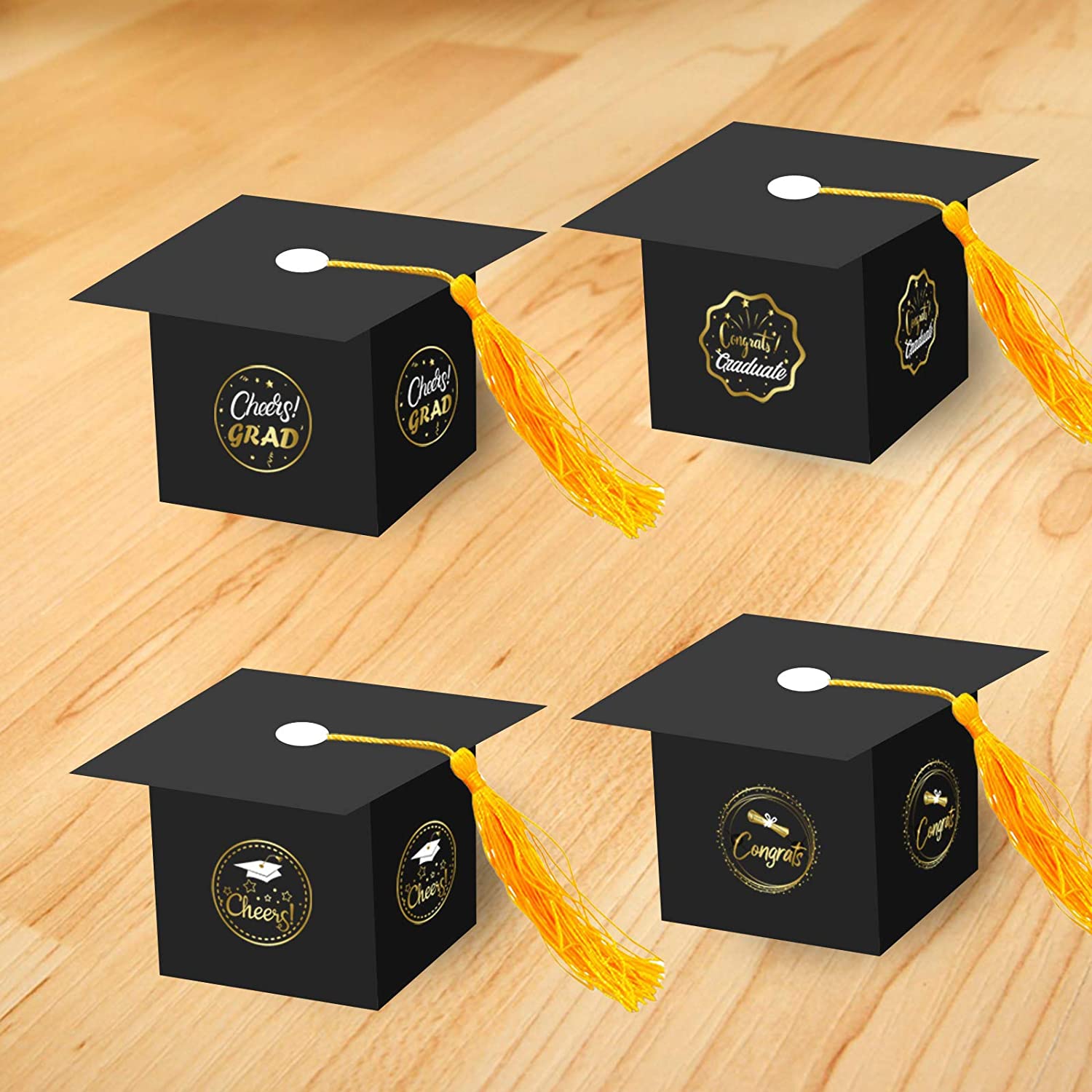 24pcs Happy Graduation Cap Gift Boxes, Congrats Grad Graduation Cap ...